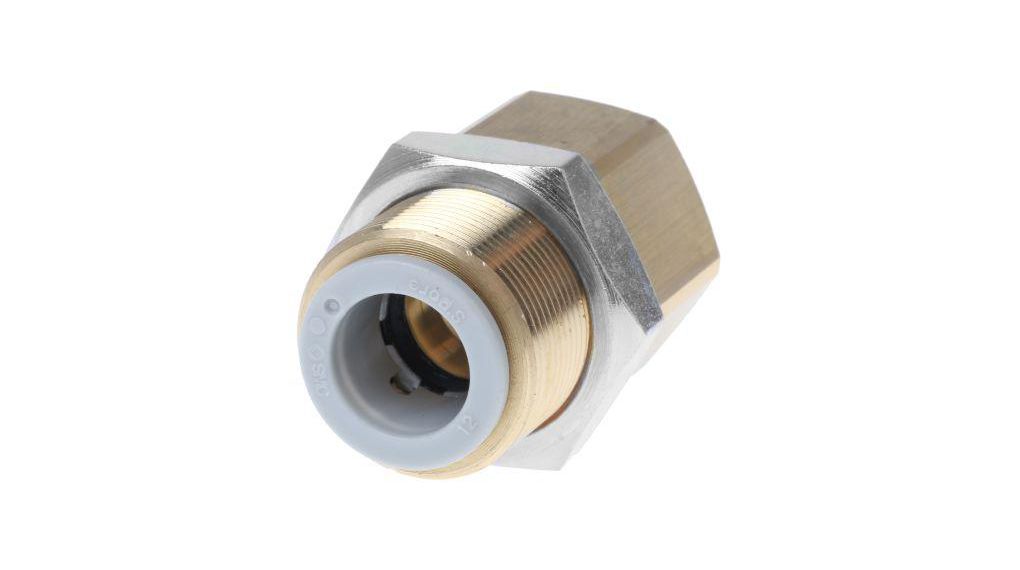 KQ2E12-04A | SMC KQ2 Series Bulkhead Threaded-to-Tube Adaptor, Rc 1/2 Female to Push In 12 mm ...
