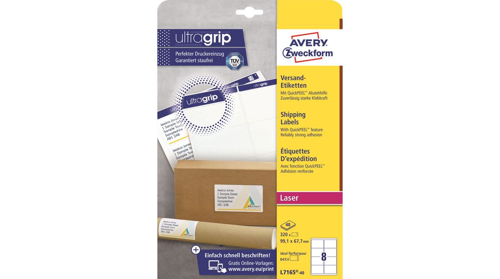 L7165-40 | Avery Zweckform Label, Paper, 99.1 x 67.7mm, 40x 8pcs, White ...