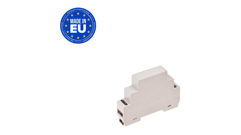 RND 455-01242 | RND Plastlåda DIN-skena 18x90x65mm Grå ABS IP20 | Elfa ...