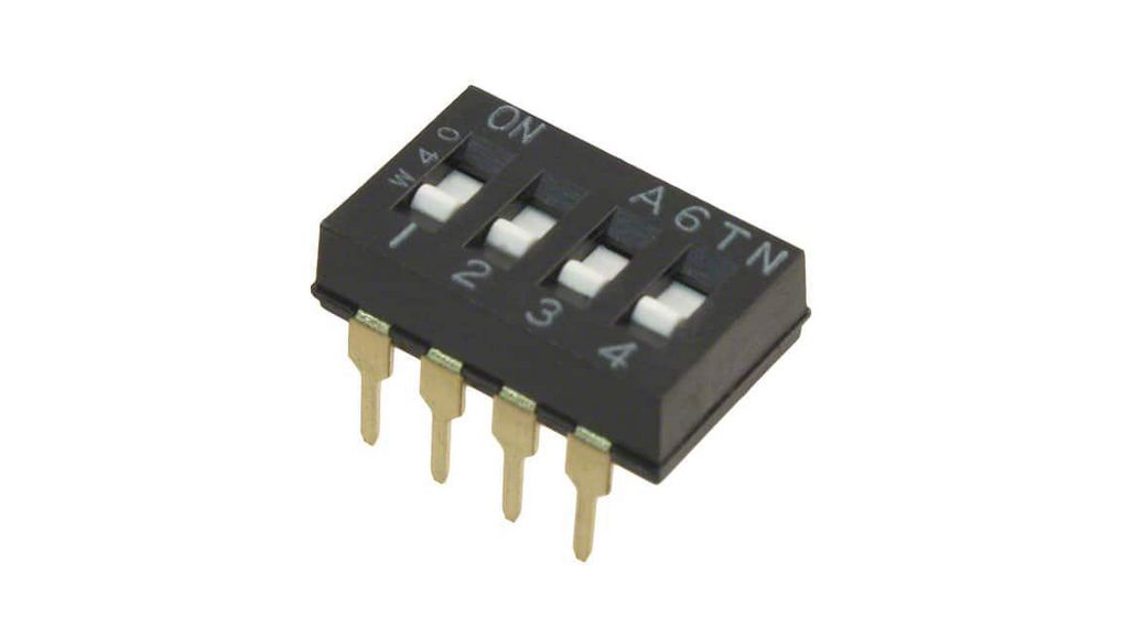 A6TN0004C | Omron Electronic Components Slide Dip Switch, 4 Switches ...