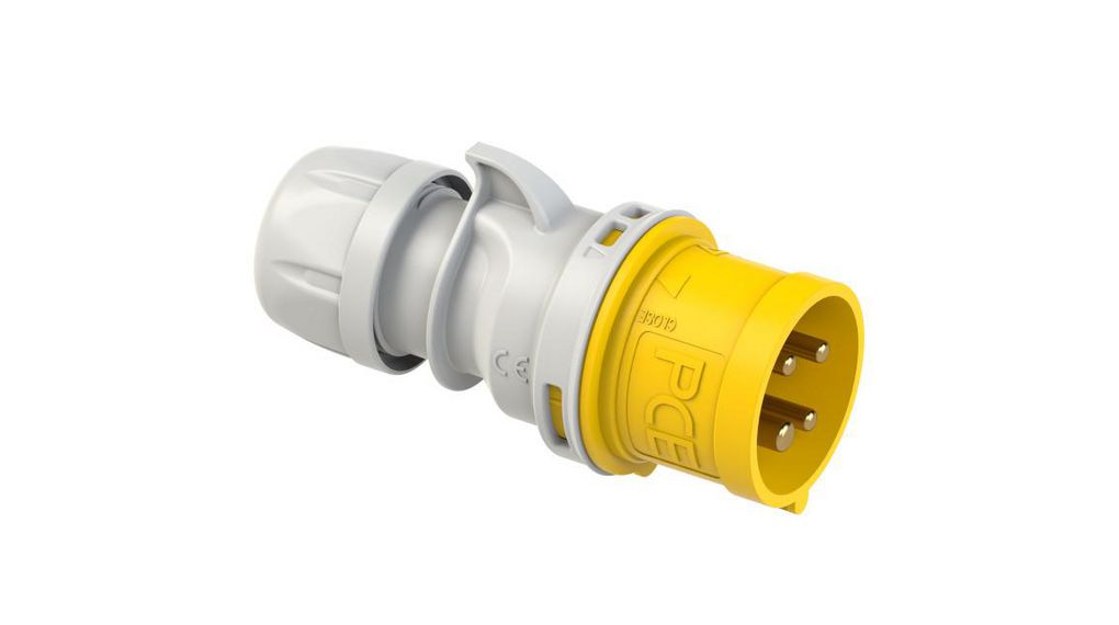 014-4 | PC Electric CEE Plug SHARK, Yellow / White, 4P, Cable Mount, 2 ...