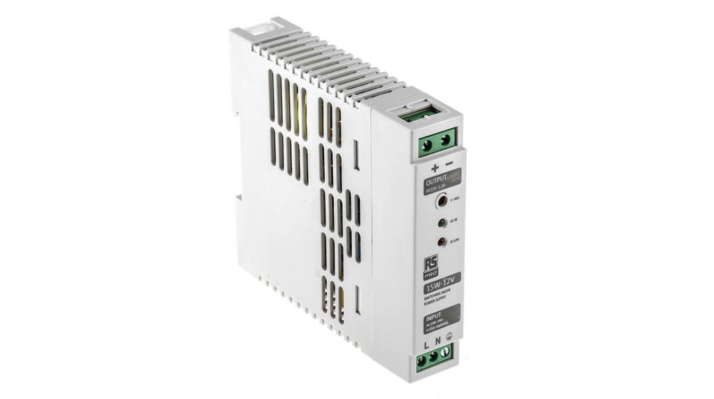 1368301 | RS PRO DIN Rail Power Supply 80% 12V 1.2A 15W Adjustable ...