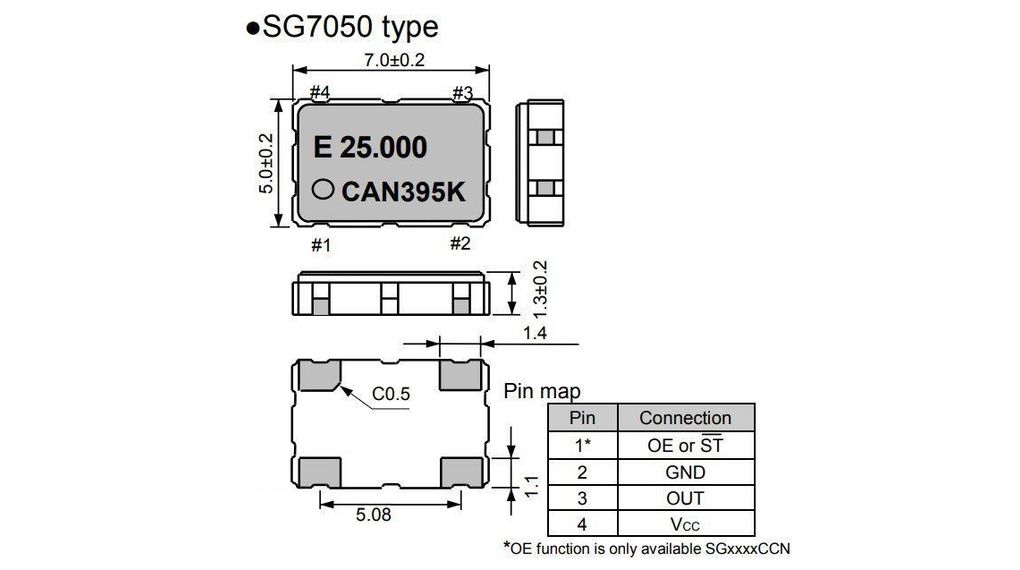 X1G0044810003 | Epson Oscillator SG7050CAN SMD 25MHz ±50 ppm | Distrelec Germany