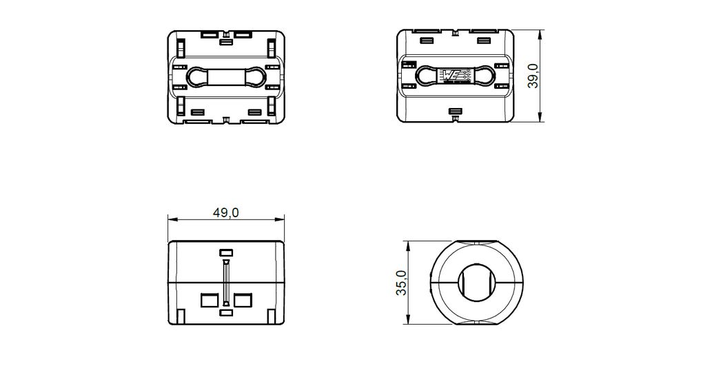 74271151 | Würth Elektronik WE-STAR-TEC Snap Ferrite 417Ohm @ 100MHz ...