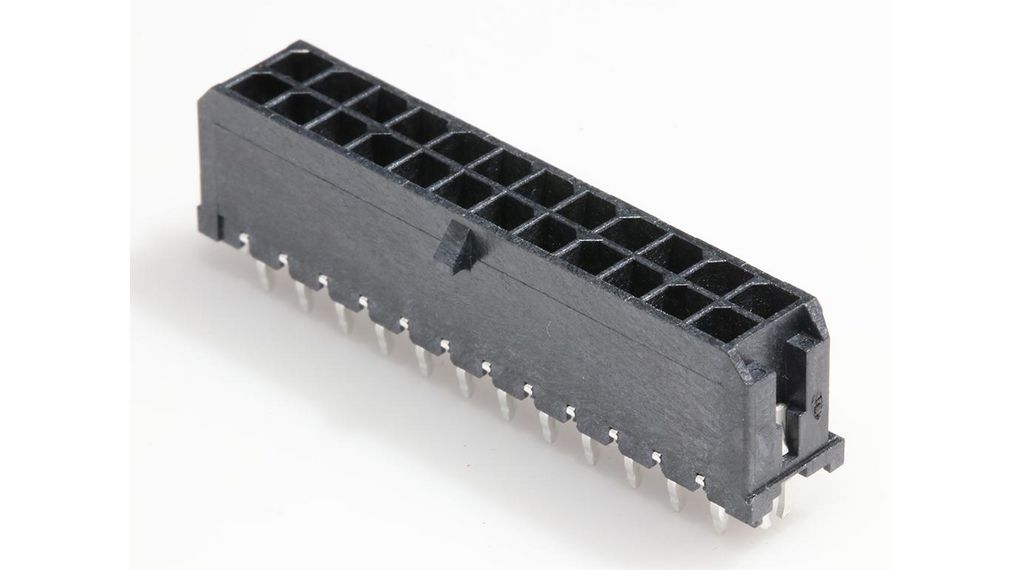 43045-2426 | Molex Micro-Fit 3.0 Vert HDR 3.00mm Dual Row 24 Circuits with PCB Press-fit Metal ...