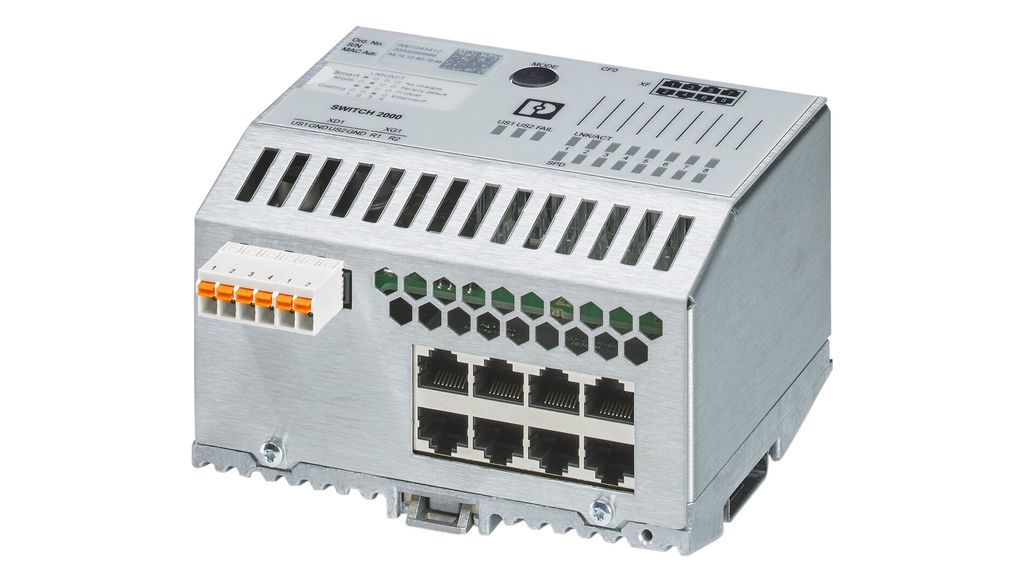1043484 | Phoenix Contact Ethernet Switch, RJ45 Ports 8, 1Gbps, Managed ...