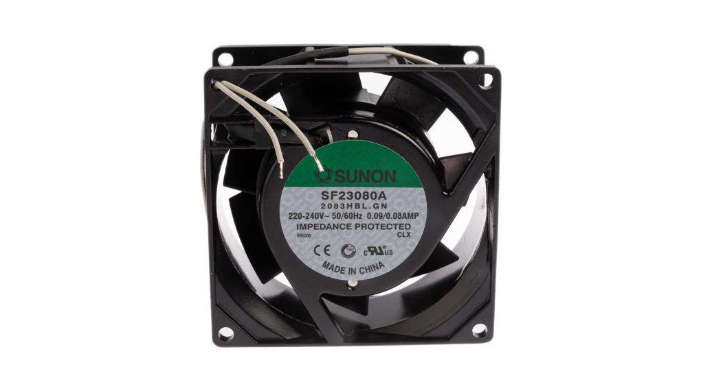 SF23080A/2083HBL.GN | Sunon SF Series Axial Fan, 230 V ac, AC Operation, 40.8m³/h, 18W, 90mA Max ...