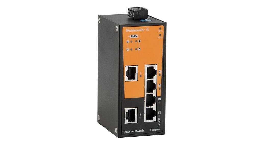 1241380000 | Weidmüller PoE-Switch, Unmanaged, 100Mbps, 120W, RJ45 ...
