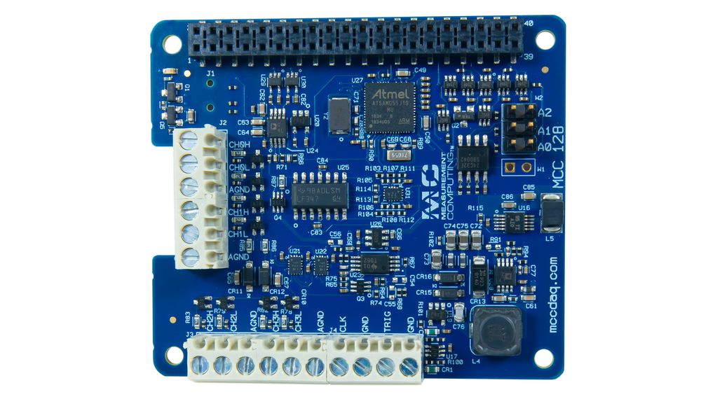 6069-410-001 | Digilent MCC 128 DAQ HAT for Raspberry Pi, Voltage Measurements, 8-Channels, 16 ...