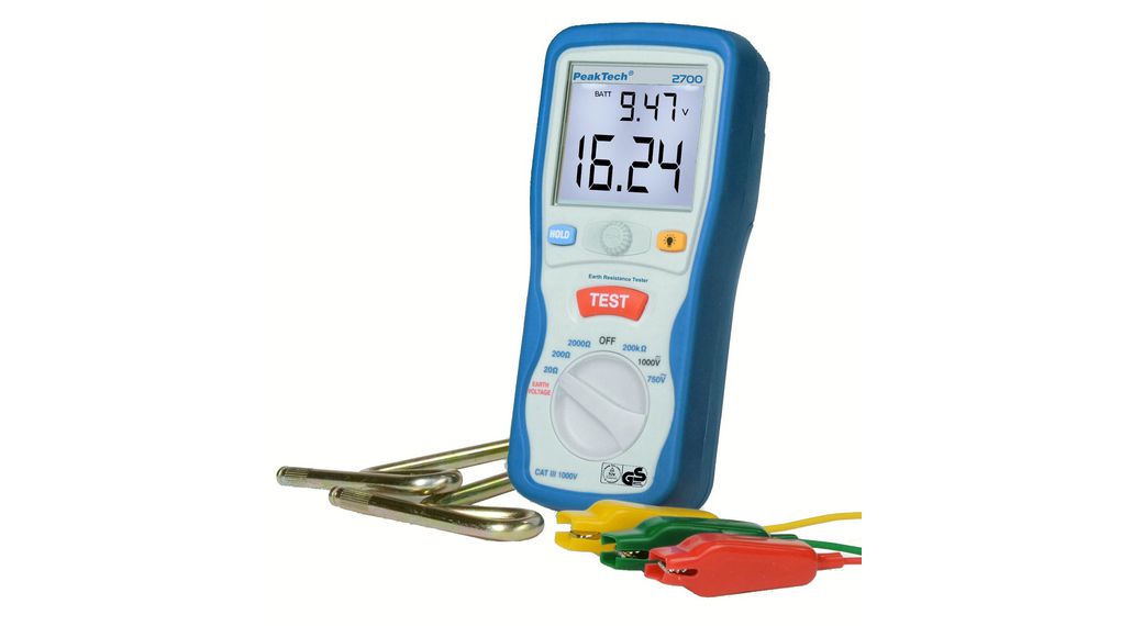 P2700 | PeakTech Earth Resistance Tester, 200kOhm, 200V | Distrelec Germany