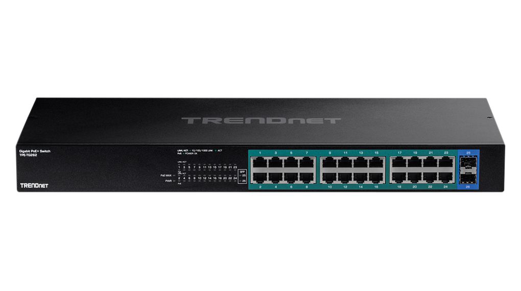 TPE-TG262 | Trendnet PoE Switch, Unmanaged, 1Gbps, 380W, RJ45 Ports 24 ...