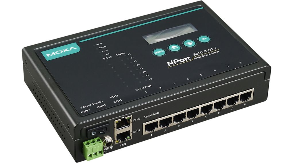 NPORT 5650-8-DT-J | Moxa Serial Device Server, 100Mbps, Serial Ports - 8, RS232 / RS422 / RS485 ...