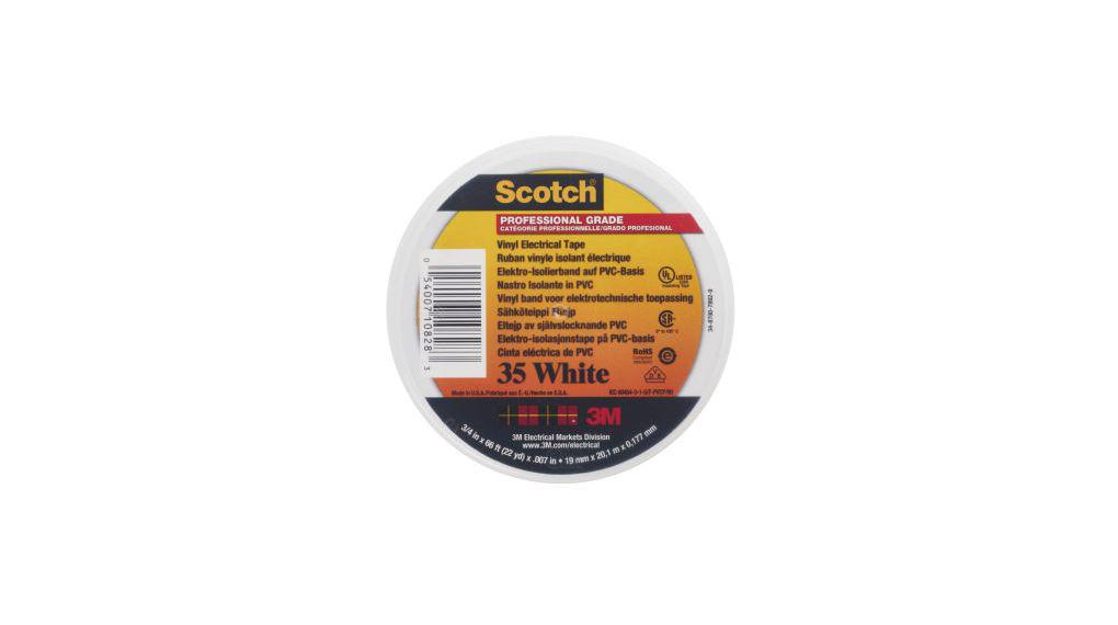 SCOTCH 35 BLANC 20 X 19 | 3M Scotch 35 White PVC Electrical Tape, 19mm ...