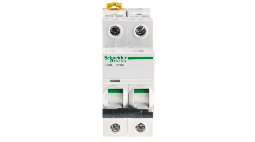 A9F94216 | Schneider Electric Acti 9 iC60L MCB, 2P, 16A Curve C, 400V ...