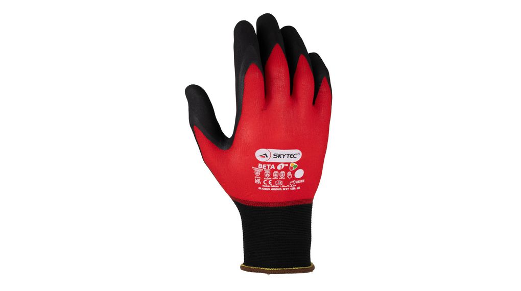 SKY503 | Skytec Red Nylon General Purpose Work Gloves, Size 9, Nitrile ...