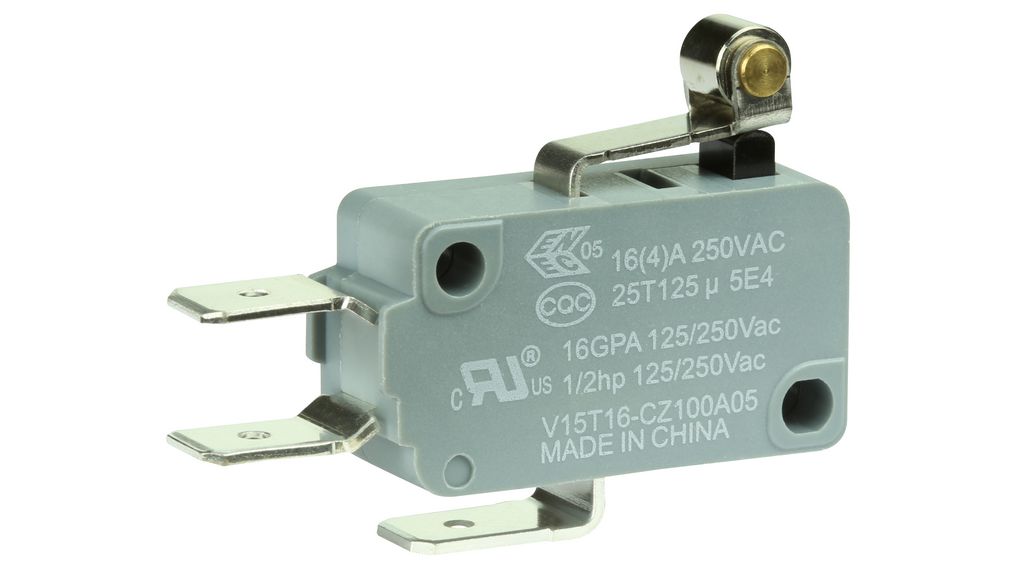 V15T16-CZ100A05 | Honeywell Mikrobrytare, V15, 16A, 1CO, 1.18N, Rullarm ...