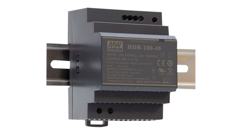 HDR-100-15 | MEAN WELL DIN-Rail Power Supply 89% 15V 6.13A 92W ...