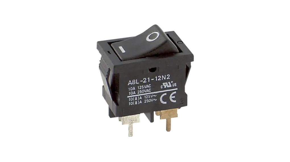 A8L-21-12N2 | Omron Electronic Components Rocker Switch, 10 A, 2NO, 250V, ON-OFF, IP40, Black ...