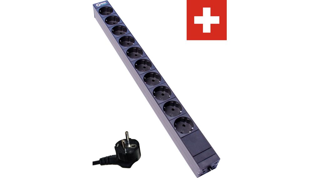 RND 465-00212 | RND Steckdosenleiste 10x Steckdose Typ F (CEE 7/3) mit ...