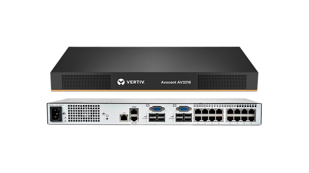 AV3108-201 | Vertiv 8-Port Rack Mount KVM Switch, 11x RJ45, UK, VGA ...