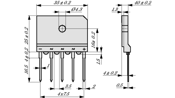 DBI25-12A | Diotec Bridge Rectifier, 560V, 40A, SIP | Distrelec Switzerland