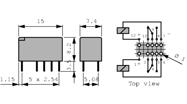 TX2-L2-12V | Panasonic Signal Relay TX, 2CO, DC, 12V, 2A, 720Ohm ...