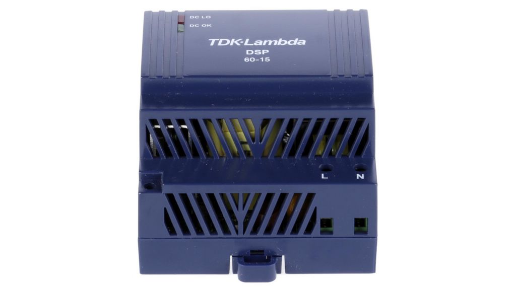 DSP-60-15 | TDK-Lambda DIN Rail Power Supply, 85%, 15V, 4A, 60W, Adjustable | Distrelec Germany