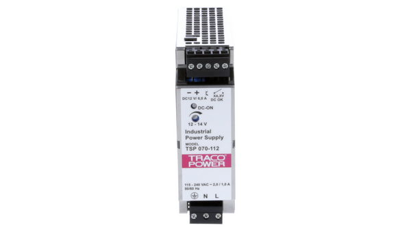TSP 070-112 | Traco Power DIN Rail Power Supply, 87%, 12V, 6A, 70W, Adjustable | Distrelec Germany