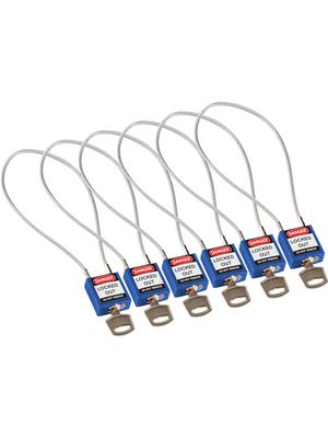 146134 | Brady Compact Cable Padlock, Keyed Alike, Blue, Pack of 6 ...